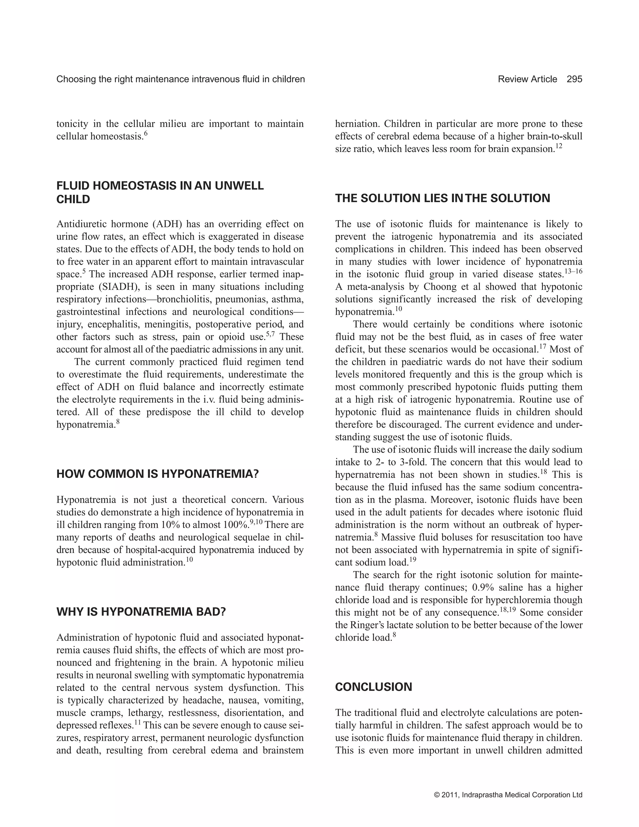 Choosing the right maintenance intravenous fluid in children | PDF