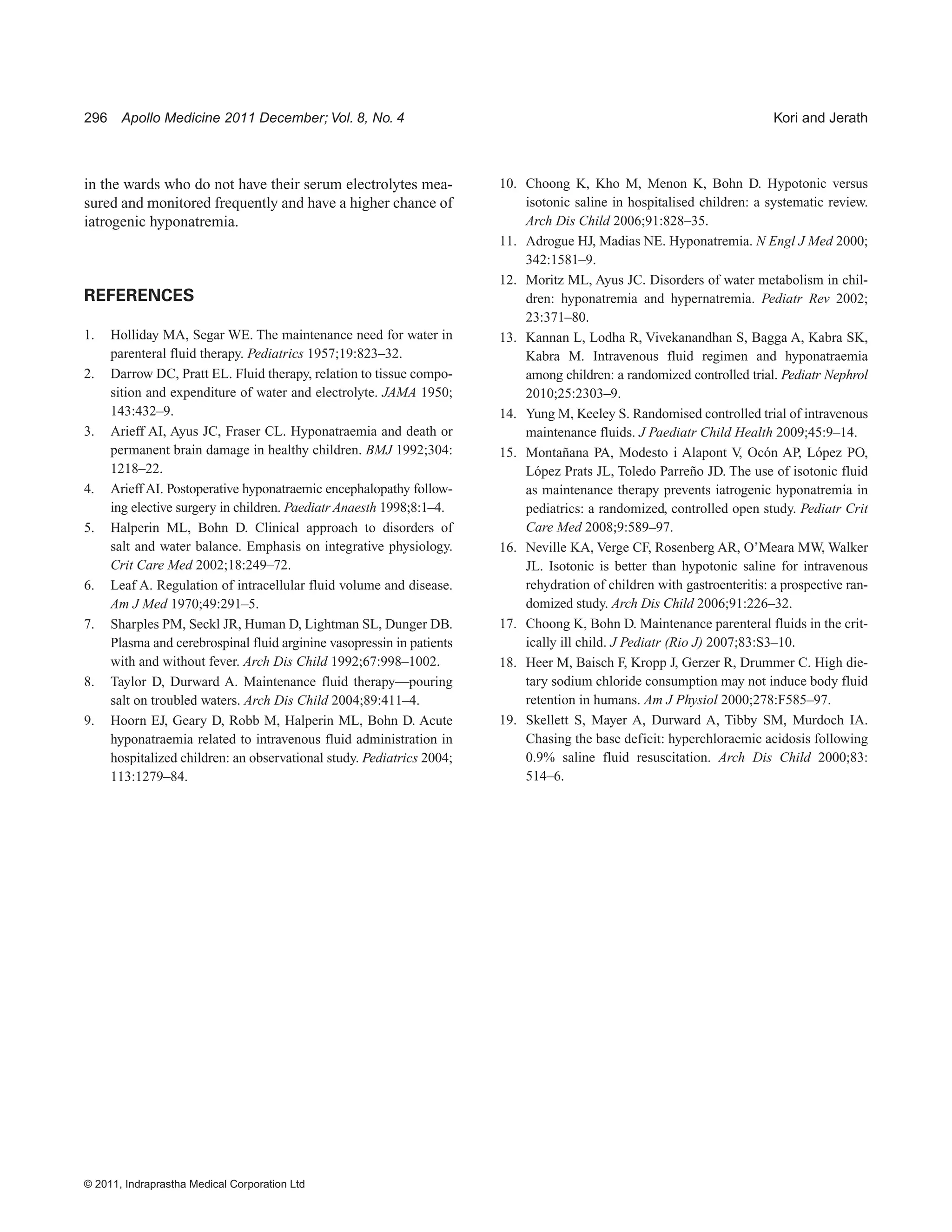 Choosing the right maintenance intravenous fluid in children | PDF