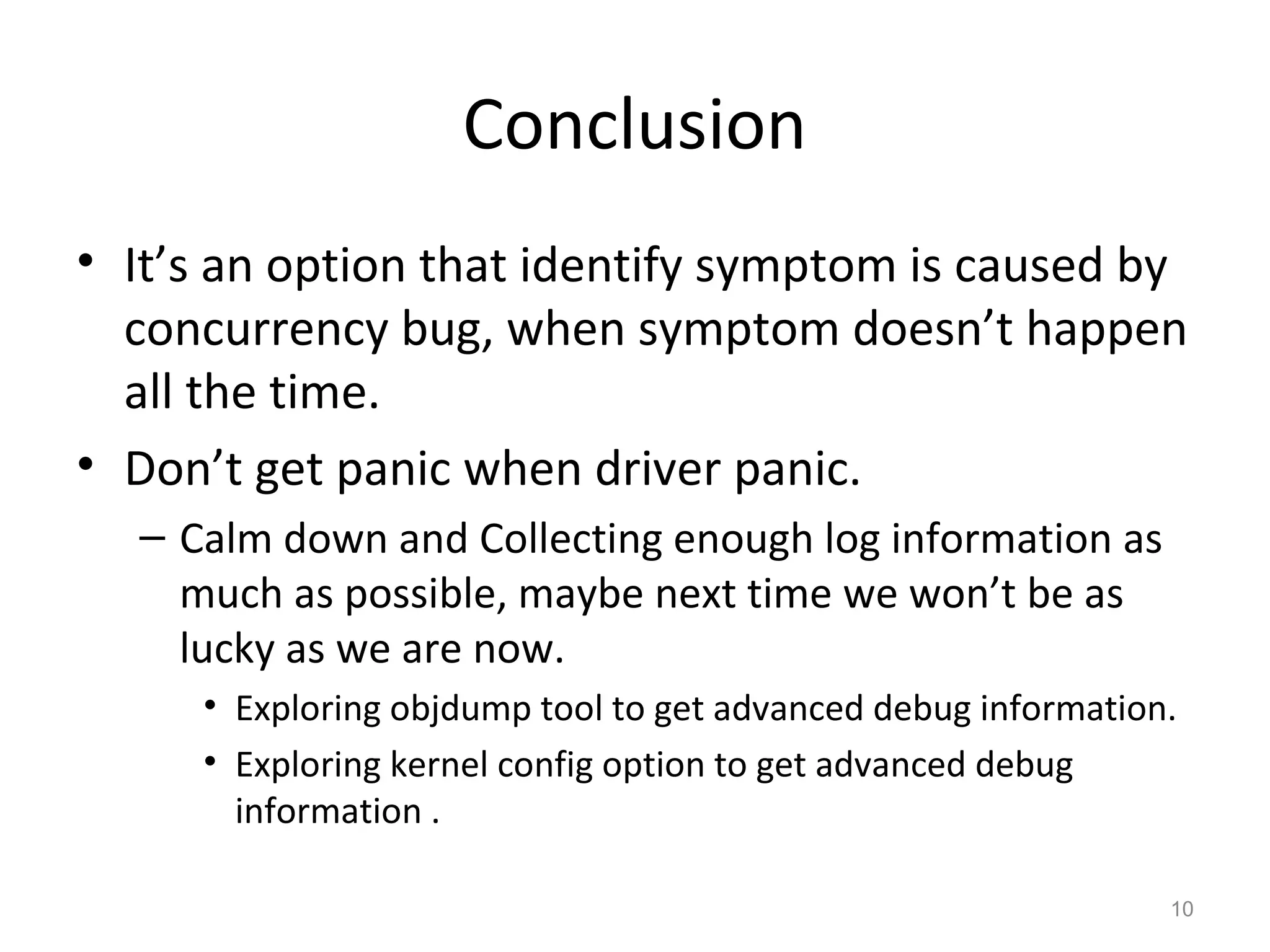 Concurrency bug identification through kernel panic log (english) | PPT