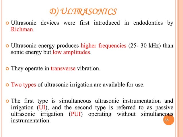 Recent advances in endodontic irrigation devices | PPTX