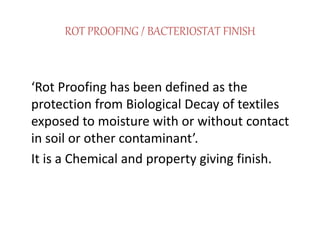 Anti bacterial finish | PPTX | Chemistry | Science