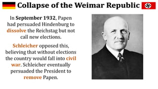 Collapse of the Weimar Republic - nazis and the politics of intrigue | PPTX