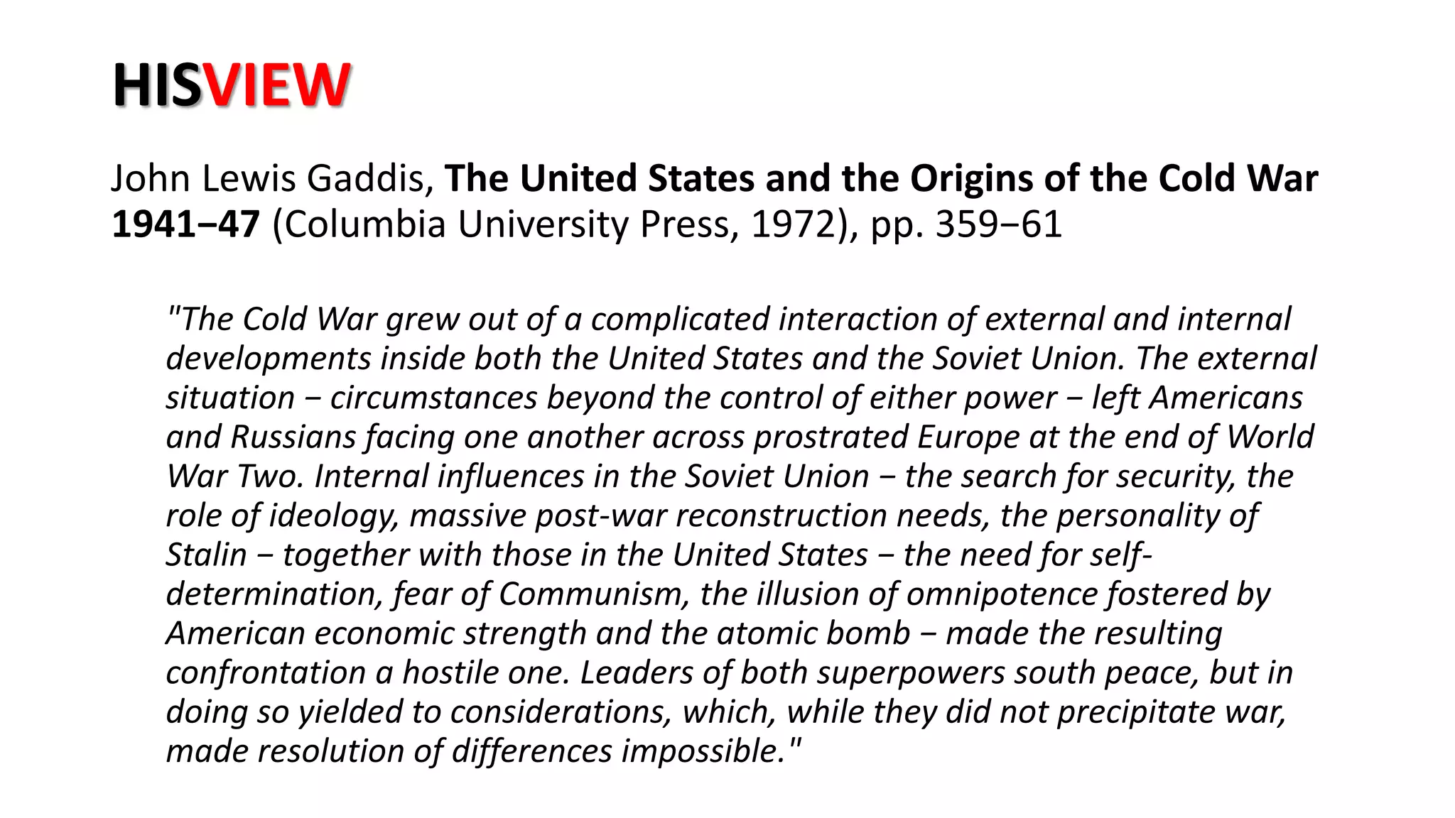 CAMBRIDGE IGCSE HISTORY REVISION 8 - WHO WAS TO BLAME FOR THE COLD WAR ...