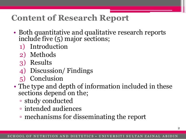 8. Preparing the report