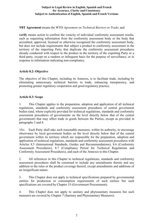 Chapter VIII: Technical barriers to trade chapter | PDF