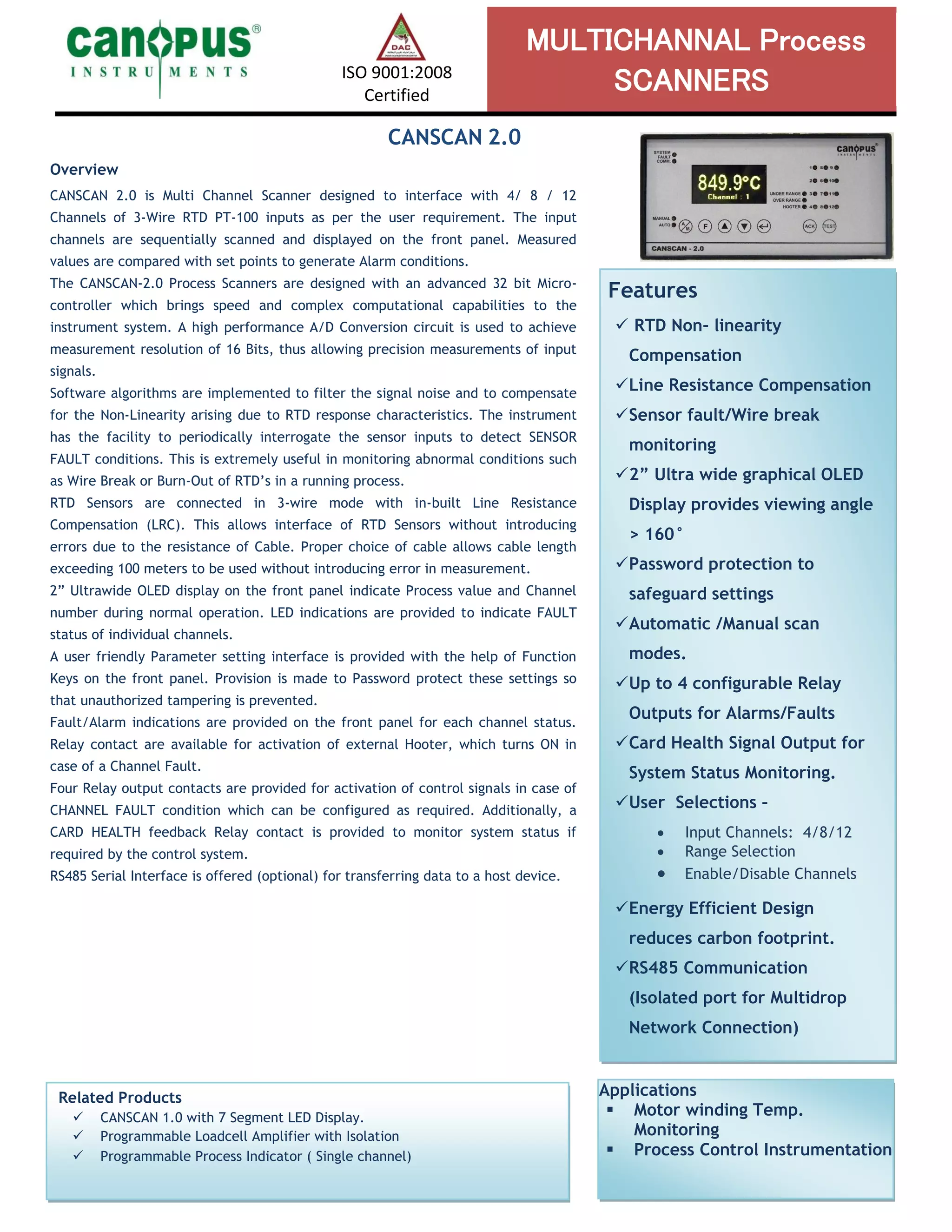 Get 4 channel, 8 channel, 16 channel temperature scanner - Canopus ...