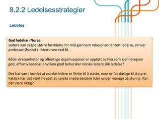 OPPSTART Kap.8. organiering-ledelsesstrategier | PPT