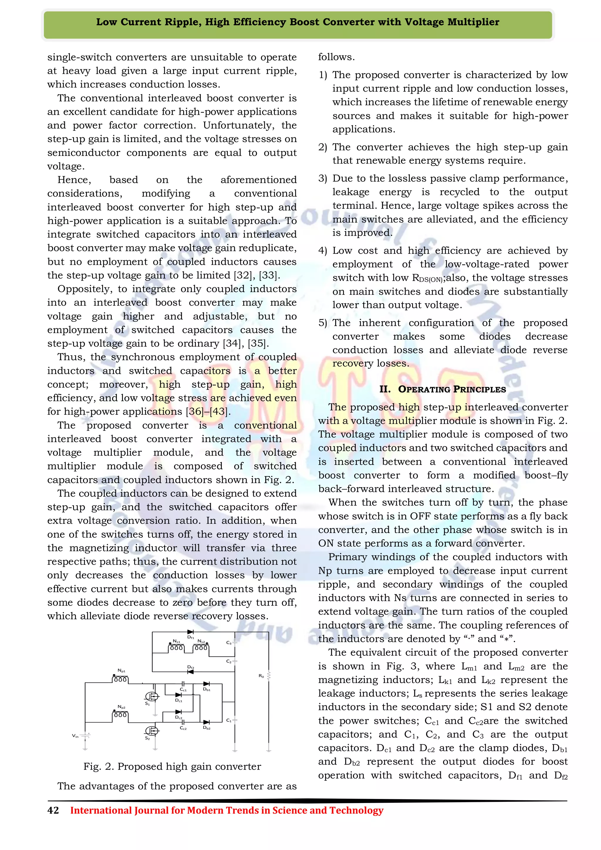 Low Current Ripple High Efficiency Boost Converter With Voltage