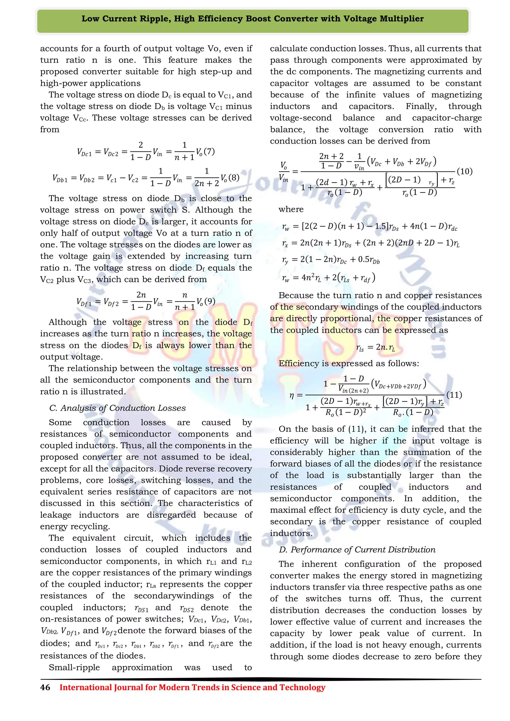 Low Current Ripple High Efficiency Boost Converter With Voltage
