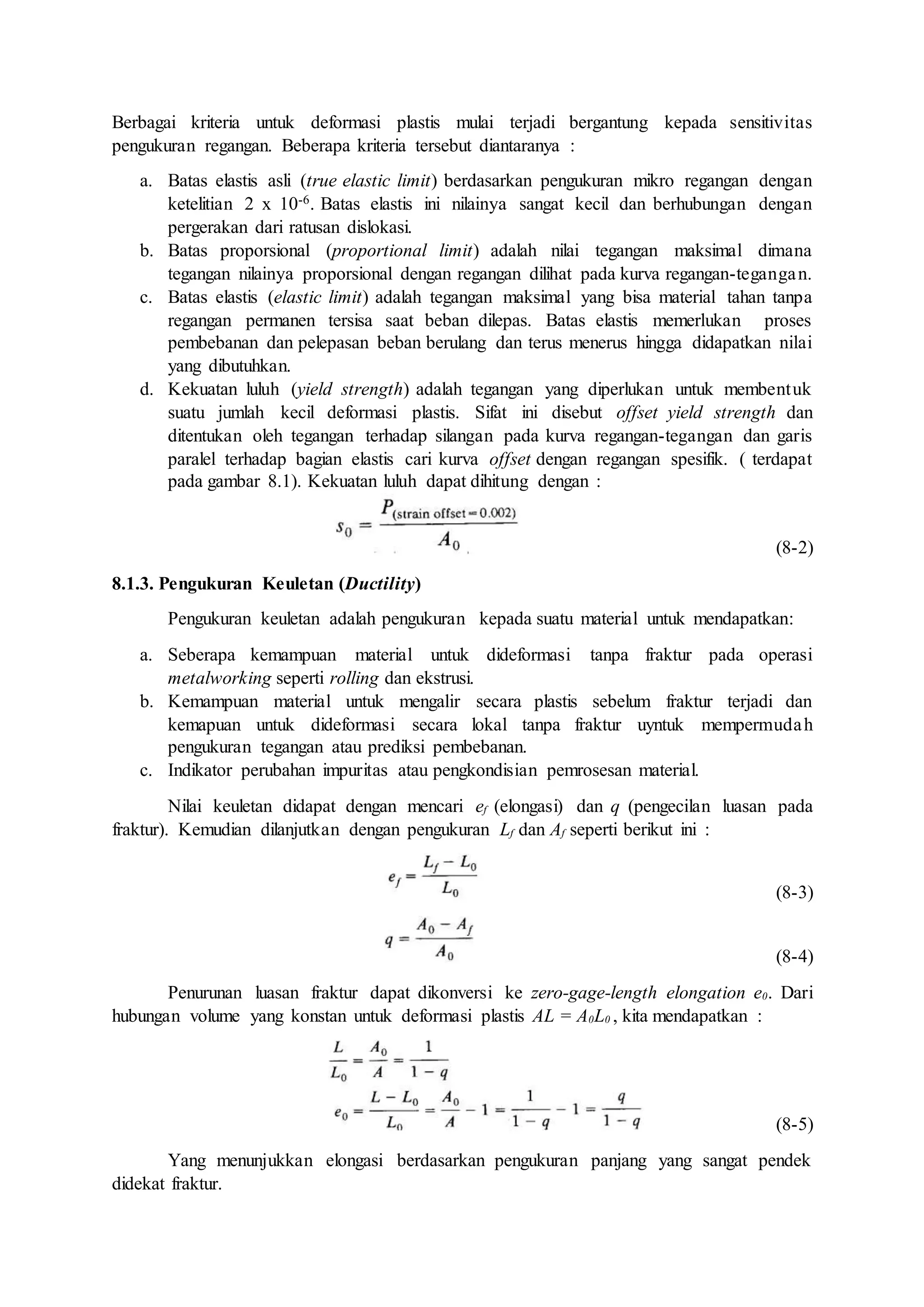 Translate Bab 8 mechanics metallurgy Dieter (8.1-8.5) | DOCX