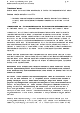 ESS Topic 8.1 - Human population dynamics guide | PDF