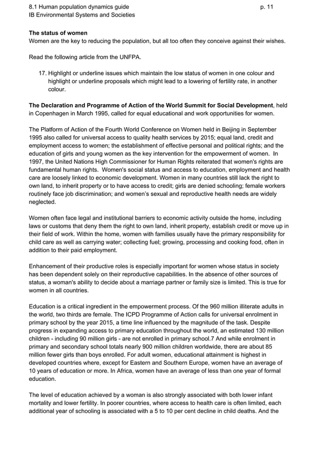 ESS Topic 8.1 - Human population dynamics guide | PDF | Biological ...