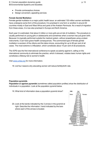 ESS Topic 8.1 - Human population dynamics guide | PDF