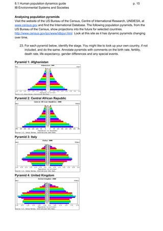ESS Topic 8.1 - Human population dynamics guide | PDF