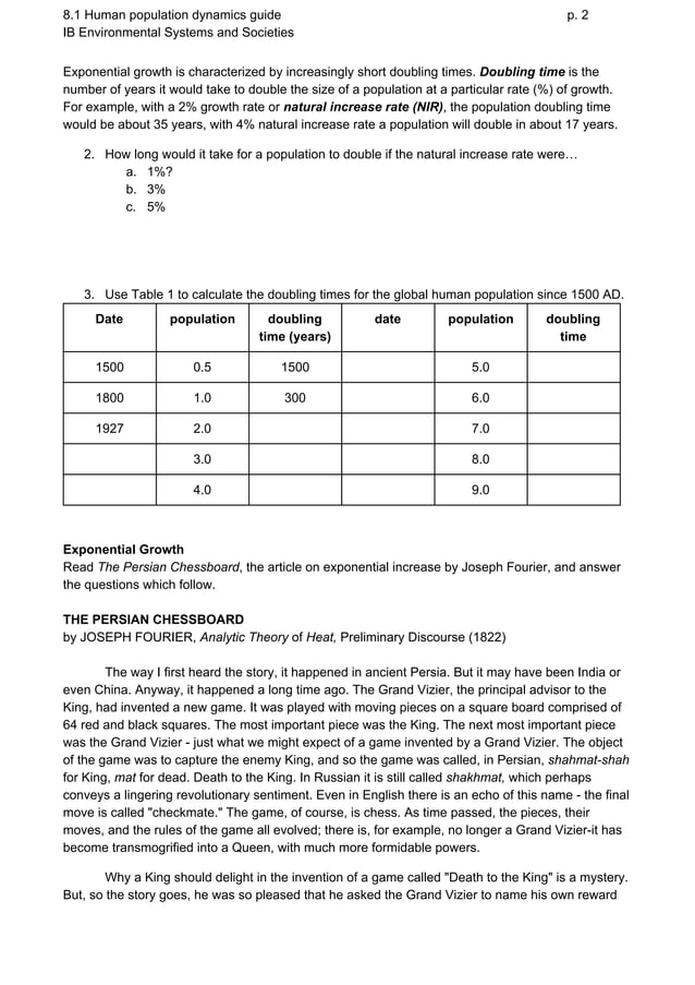 ESS Topic 8.1 - Human population dynamics guide | PDF | Biological ...
