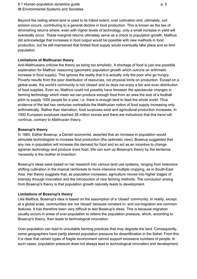 ESS Topic 8.1 - Human population dynamics guide | PDF | Biological ...