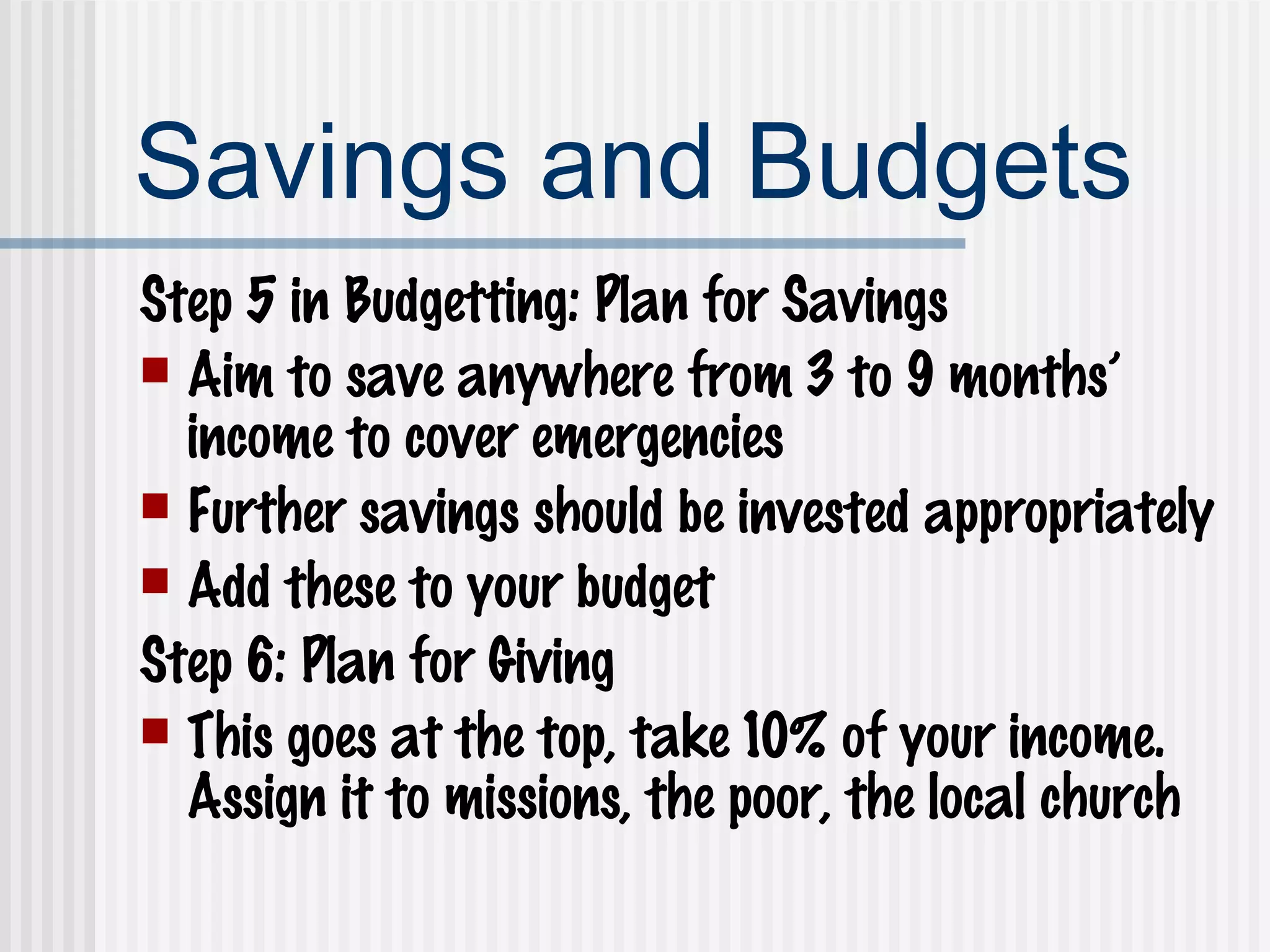 TUL 560-8-5 Principles of Budgetting and Saving | PPT