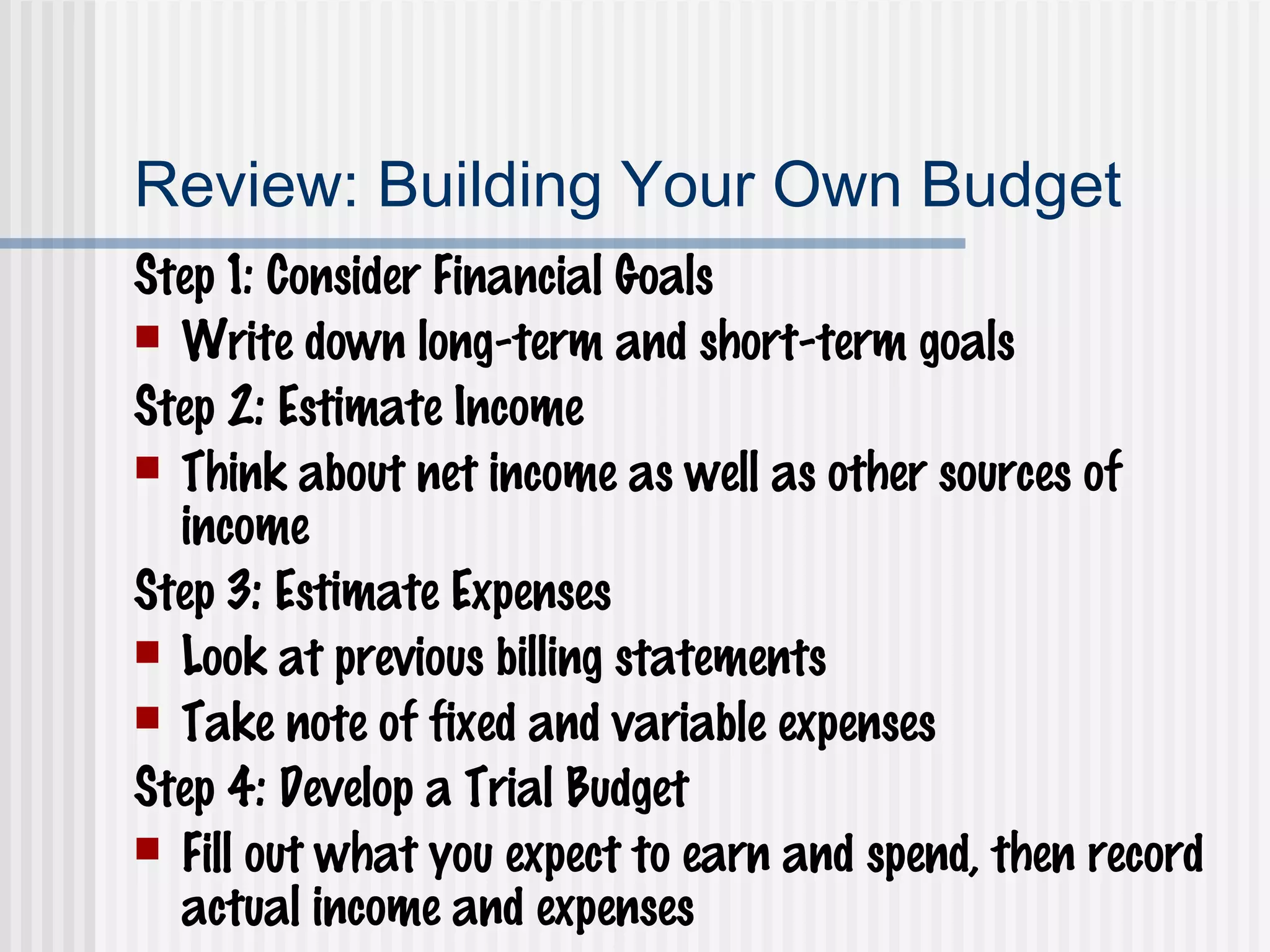 TUL 560-8-5 Principles of Budgetting and Saving | PPT