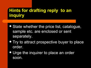 8. letter of reply to an inquiry | PPT