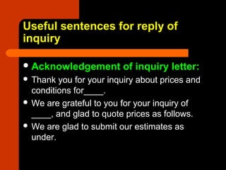 8. letter of reply to an inquiry | PPT