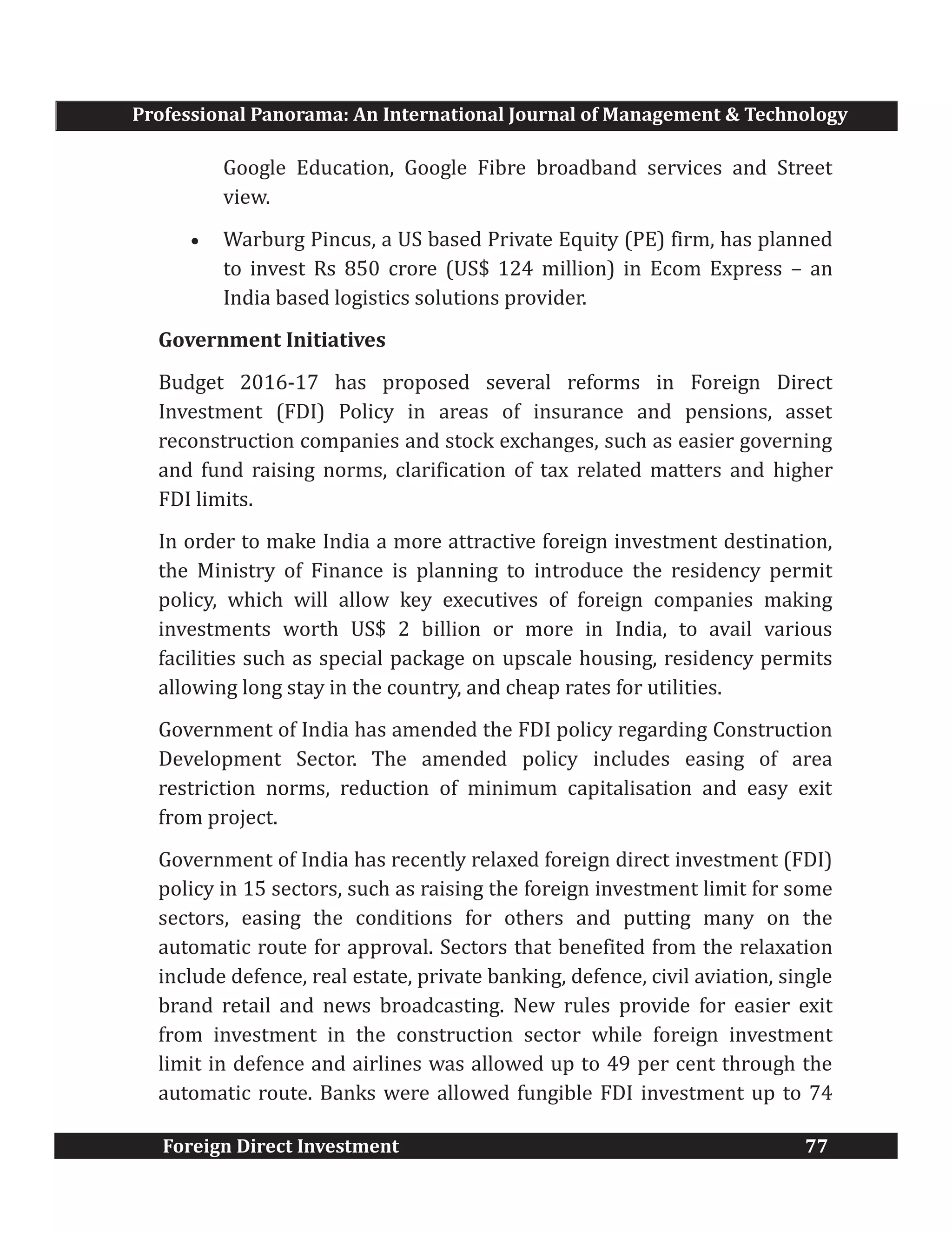 Foreign Direct Investment | PDF