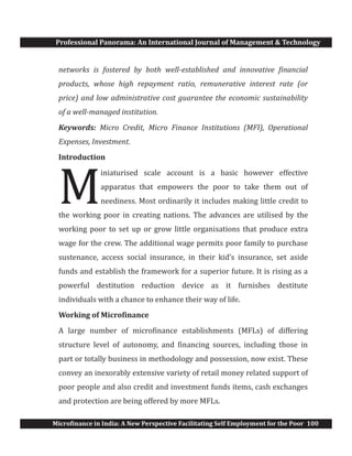 Microfinance in India: A New Perspective Facilitating Self Employment ...