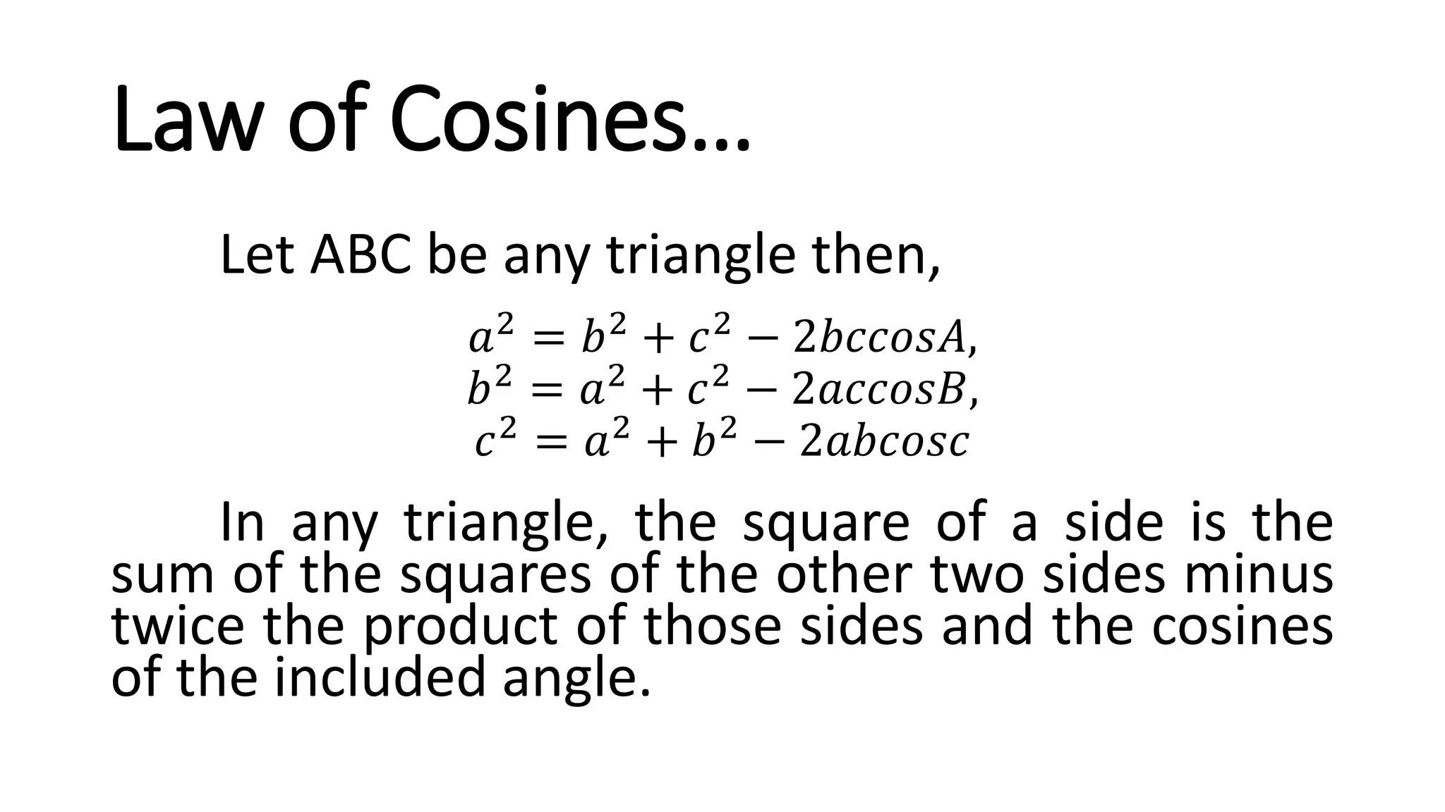 8.4 the law of cosines | PPTX