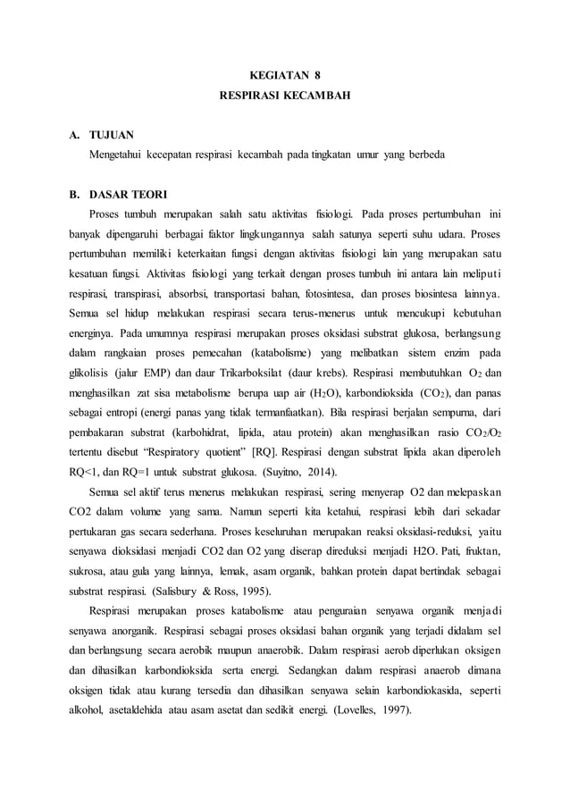 8. laporan praktikum biologi respirasi kecambah | DOCX