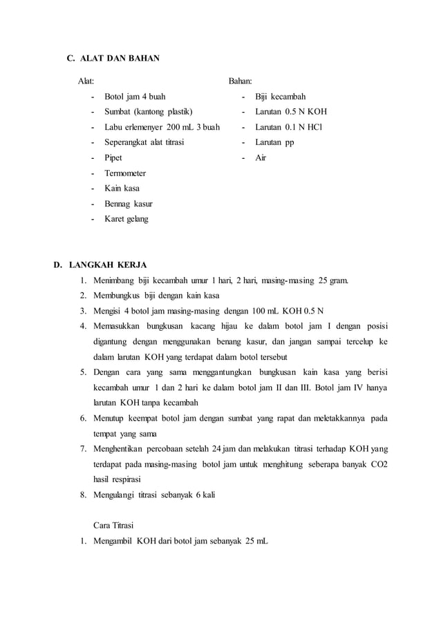8. laporan praktikum biologi respirasi kecambah | DOCX