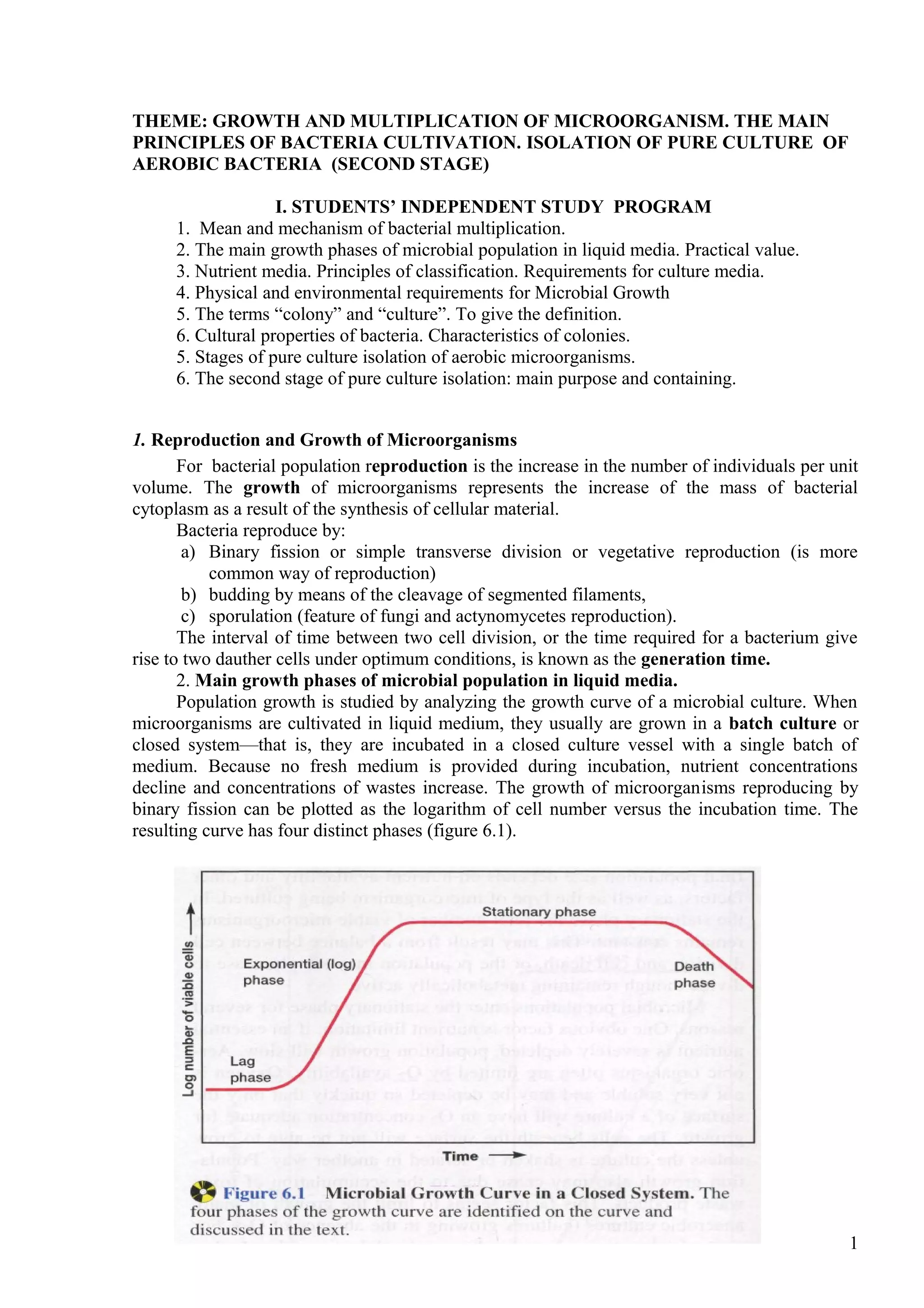 Growth & multiplication of Microorganism. The main principles of ...