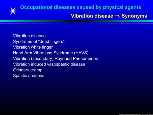 Vibration Disease caused by Physical agents | PPT | Brain and Nervous ...