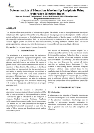 Determination of Education Scholarship Recipients Using Preference Selection Index | PDF