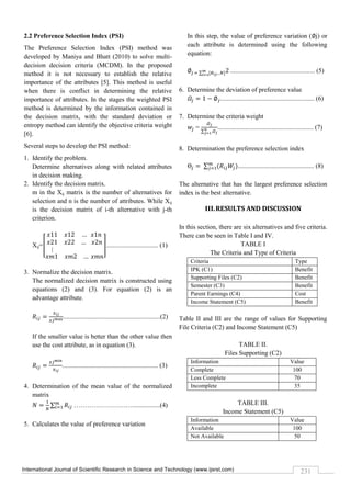 Determination of Education Scholarship Recipients Using Preference Selection Index | PDF