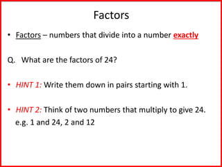 8.3 factorisation lesson | PPTX
