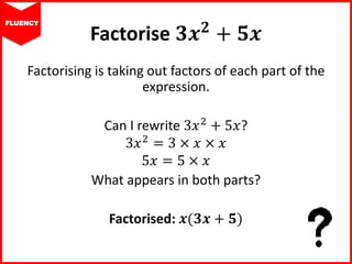 8.3 factorisation lesson | PPTX