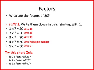 8.3 factorisation lesson | PPTX
