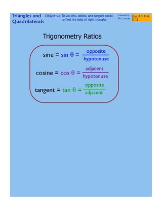 8.1 8.2 quiz start 8-3 sin cos tan | PDF