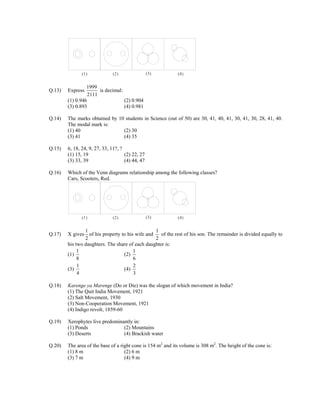 MENTAL ABILITY PRACTICE QUESTIONS | PDF