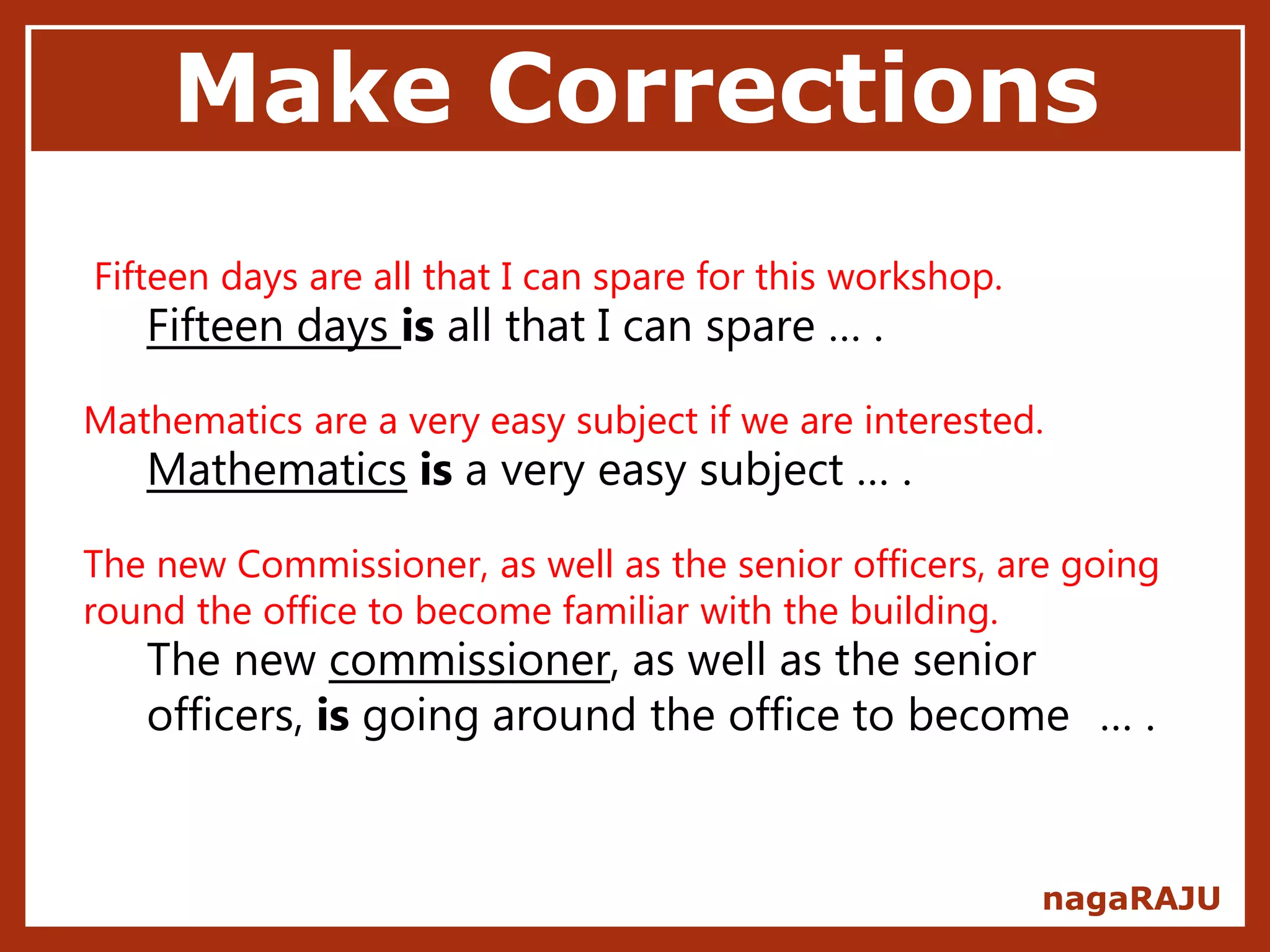 Irregular Verbs and Concord | PPT