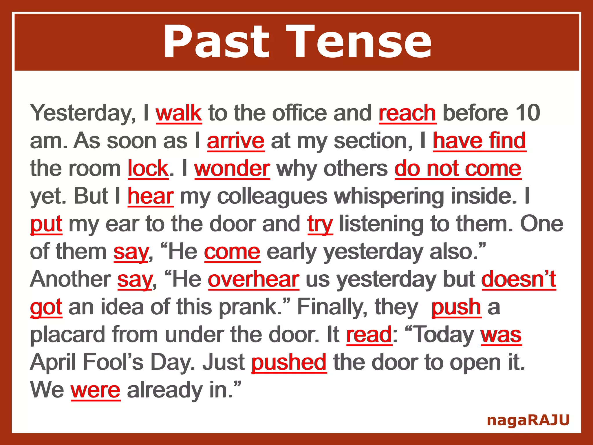 Irregular Verbs and Concord | PPT