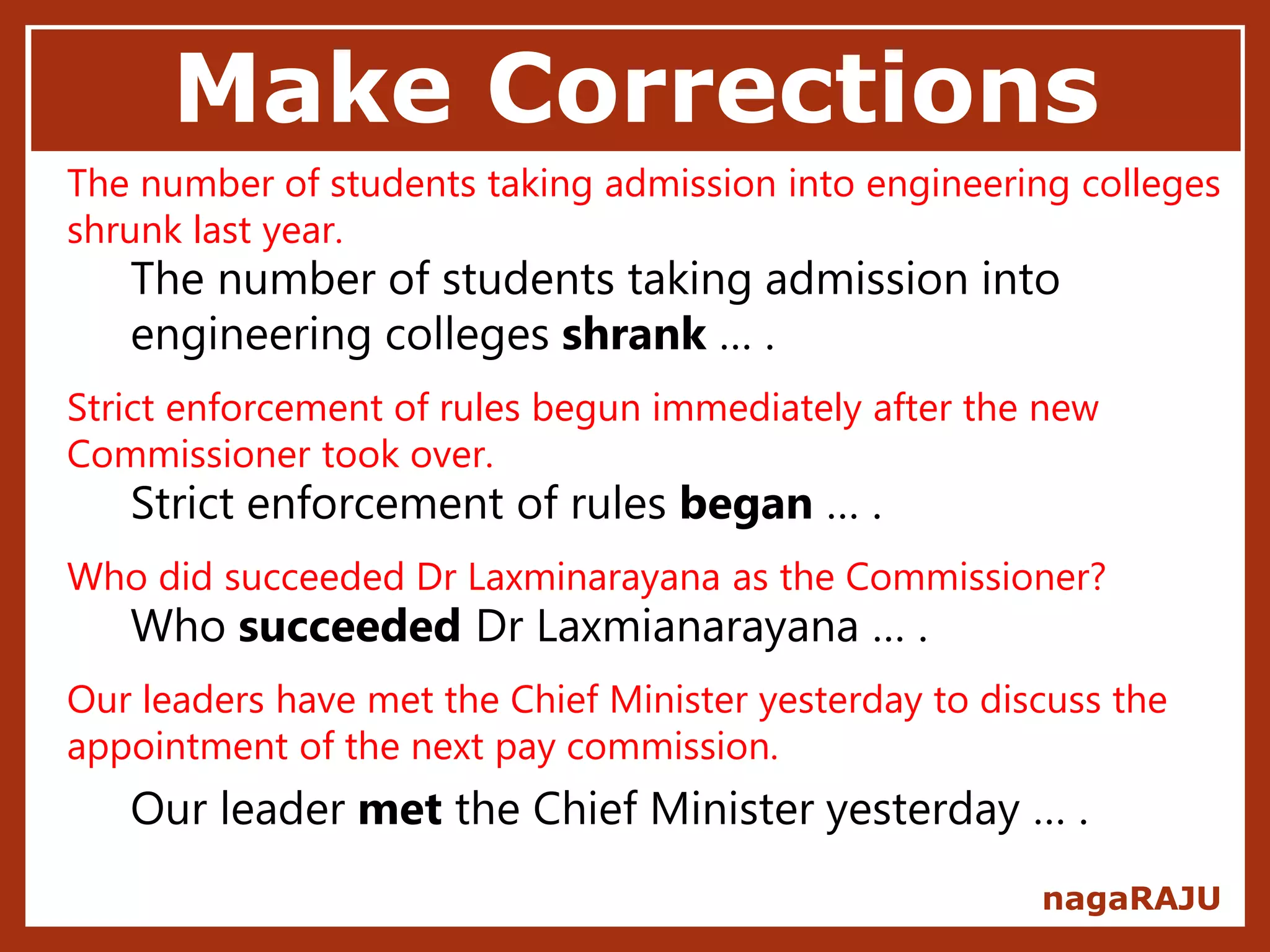 Irregular Verbs and Concord | PPT