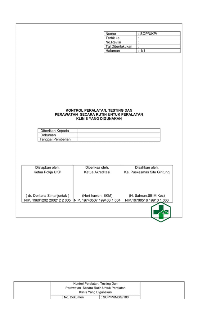 8.6.2.3 sop kontrol peralatan, testing dan | PDF
