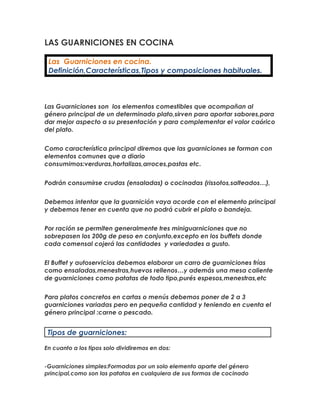 Las guarniciones en cocina | PDF