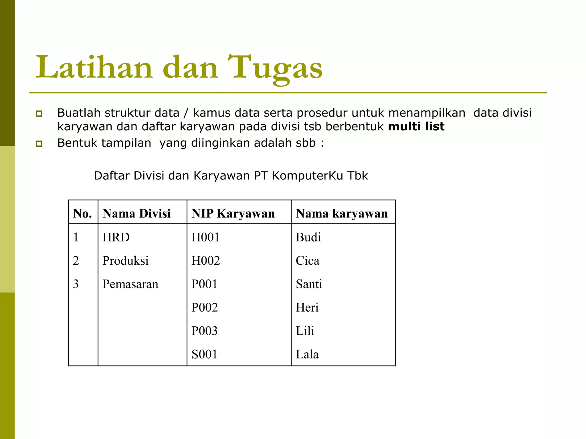 8. Multi List (Struktur Data) | PPTX