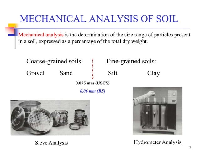 Geotechnical Engineering-I [Lec #8: Hydrometer Analysis] | PPSX | Geology | Science