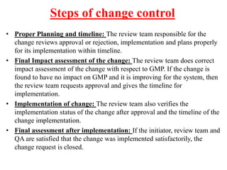 calulation of yields, production record review,change control | PPTX