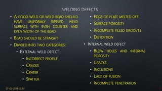 Welding defects, soldering and brazing | PPTX