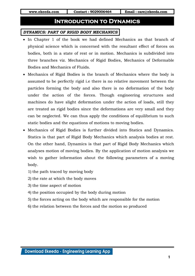 8. introduction to dynamics | PDF