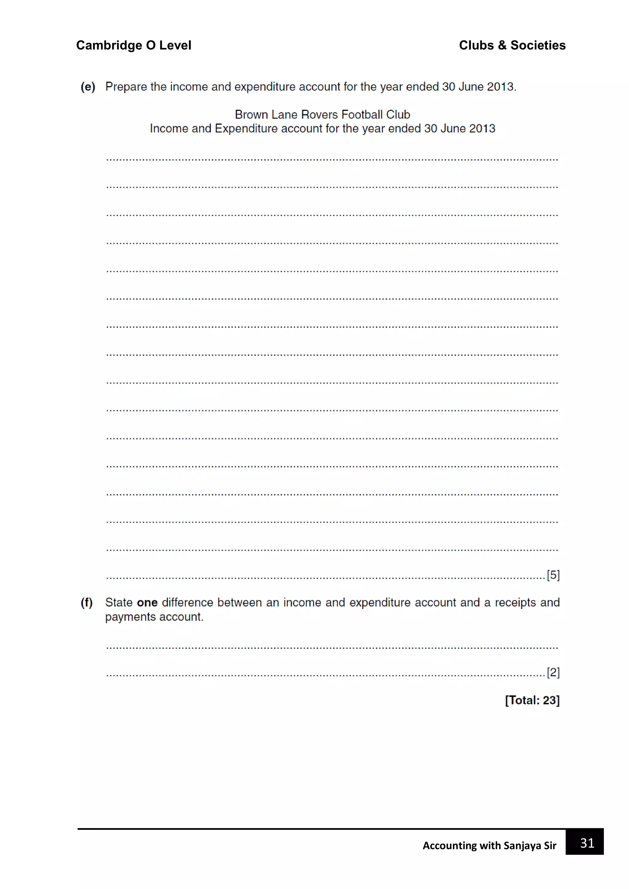 clubs & societies : final accounts of non - profit organisations | PDF