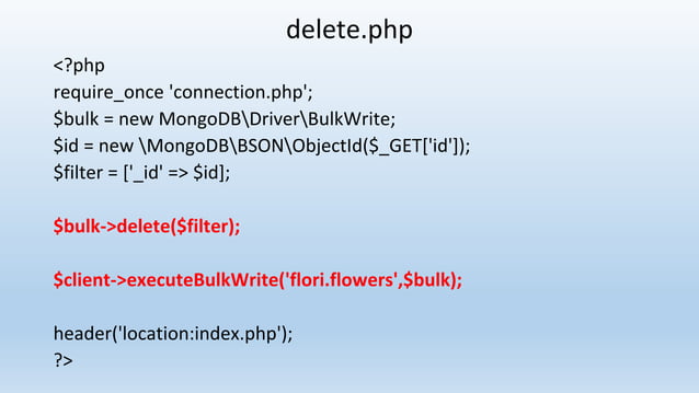 8. Php MongoDB stergerea unui document | PPT